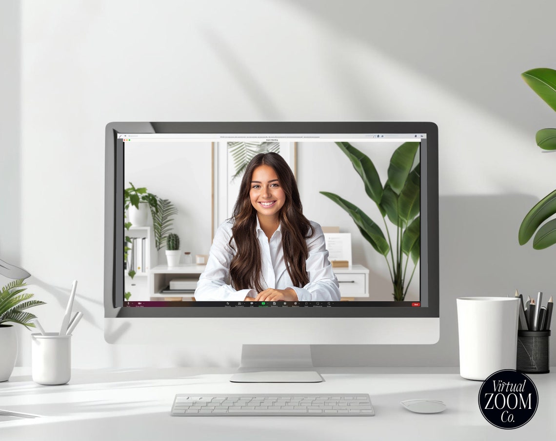 Zoom Background, Professional Zoom Background, Home Office With Plants ...