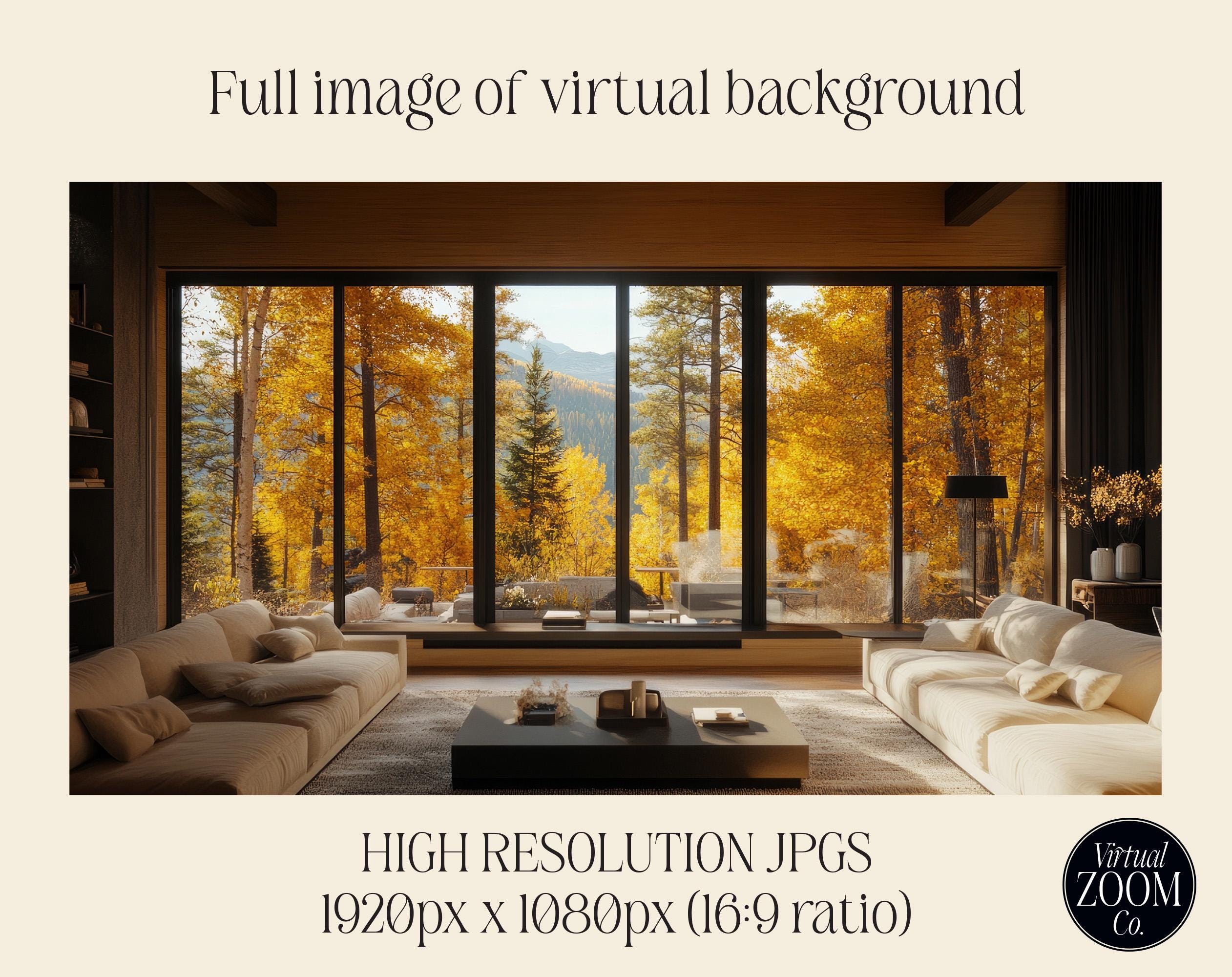 Zoom Background Chalet Cabin Virtual Background Fall Trees Backdrop ...