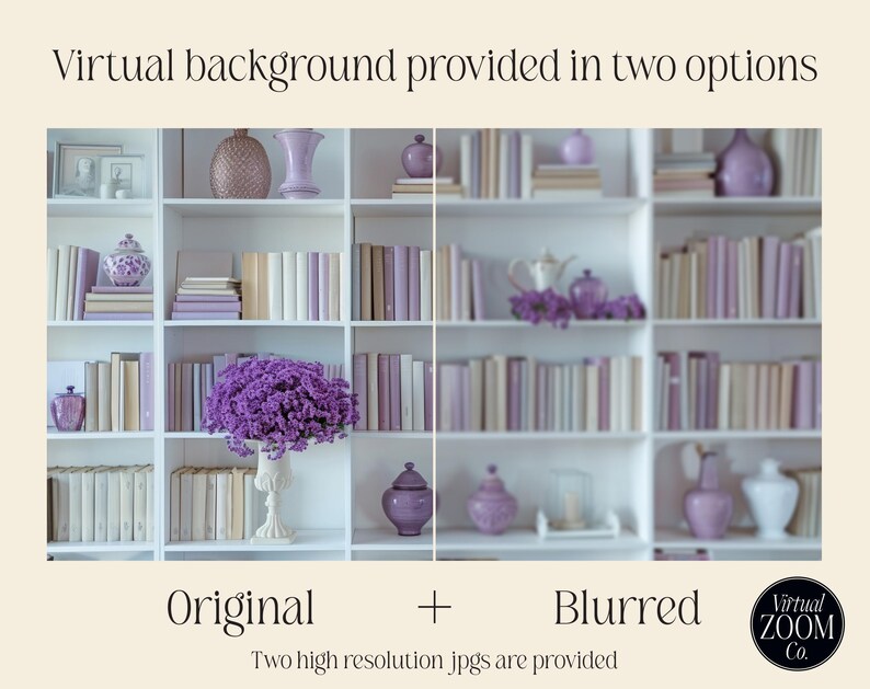 Zoom Background Bookshelf With Purple Virtual Background Bookshelf for ...
