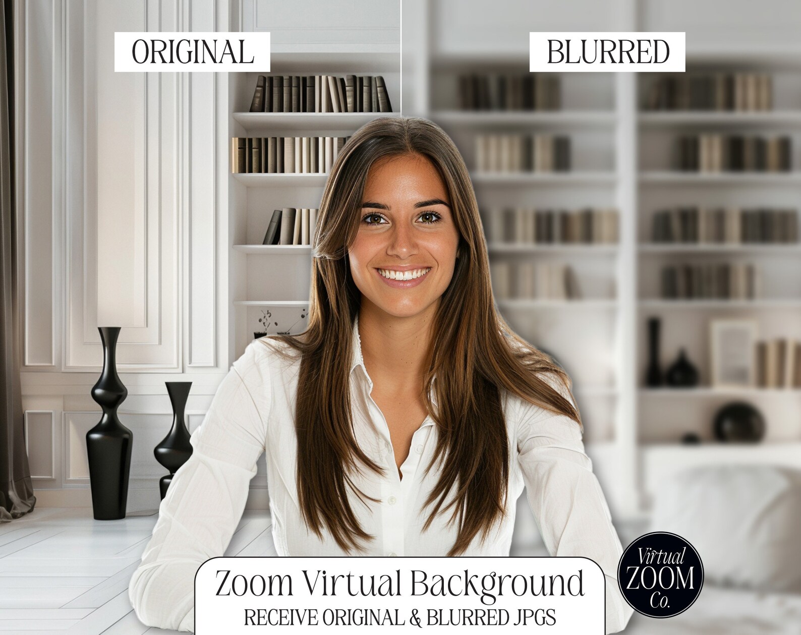 Zoom Background Black Books on Bookshelf Virtual Background Bookshelf ...