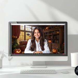 Zoom Background Cabin With Pumpkins Virtual Background Fall Trees Zoom ...