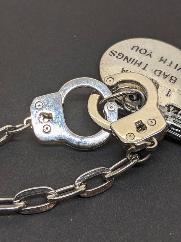 Handcuff Necklace, Working Handcuffs, With Key, I Wanna Do Bad Things ...