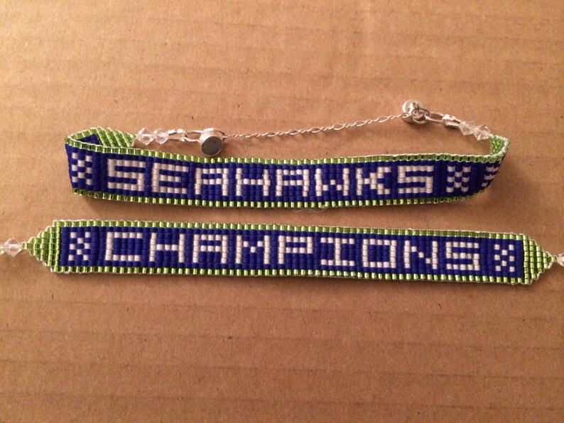 Seattle Seahawks Beaded Bracelet - Etsy