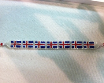 Iceland Flag Bracelet, Custom Flag Beaded Wristband, Seed Bead ...