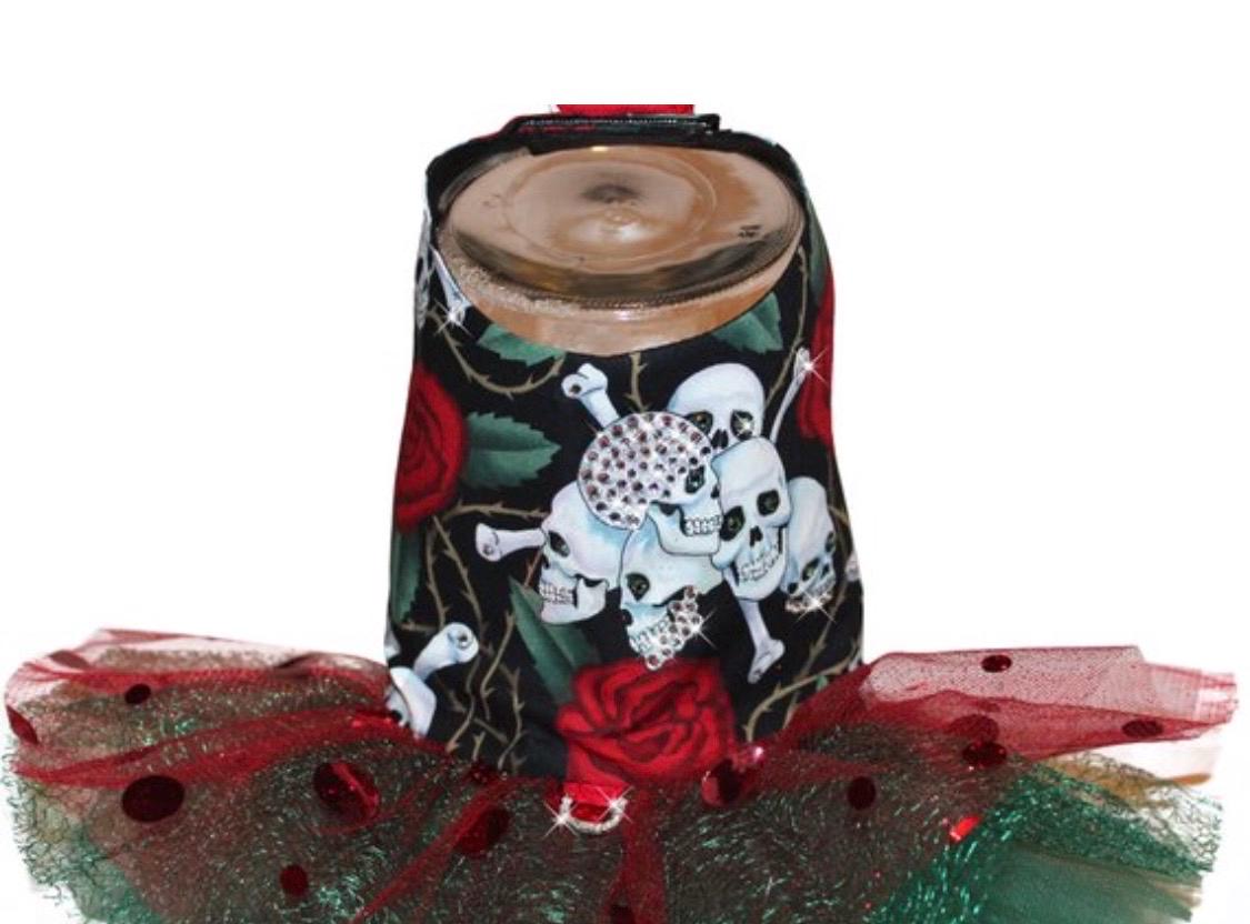 Cotton Skull and Bone Roses Halloween Dog Tutu Dress With Rhinestone ...