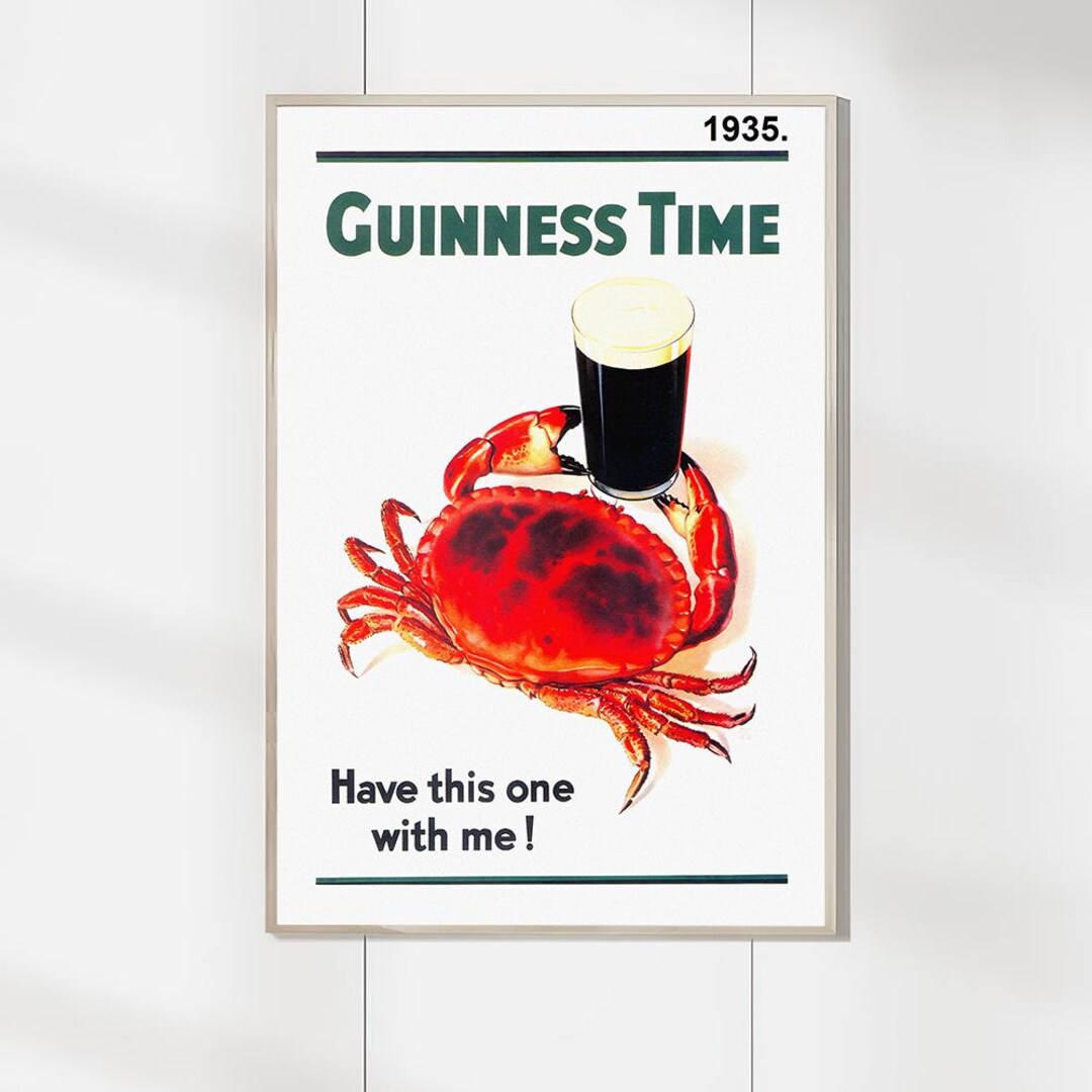 Crab Guinness Vintage Posters Art Prints Wall Murals Room Decor Holiday ...