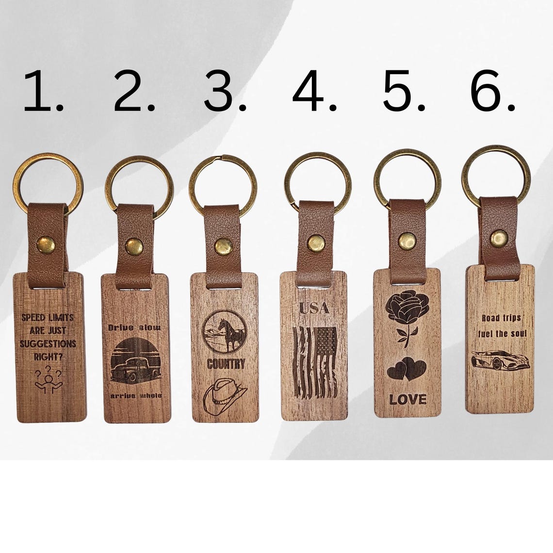 Personalized Wooden Keychain With Leather Strap - Custom Laser ...