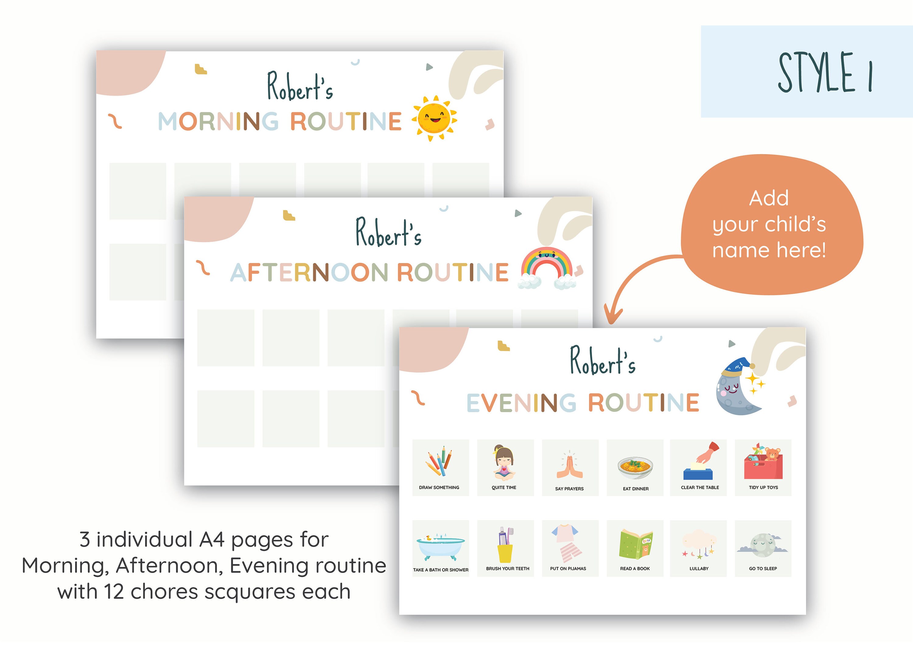 Printable Daily Routine Cards, Toddler Routine Chart, Daily Rhythm ...