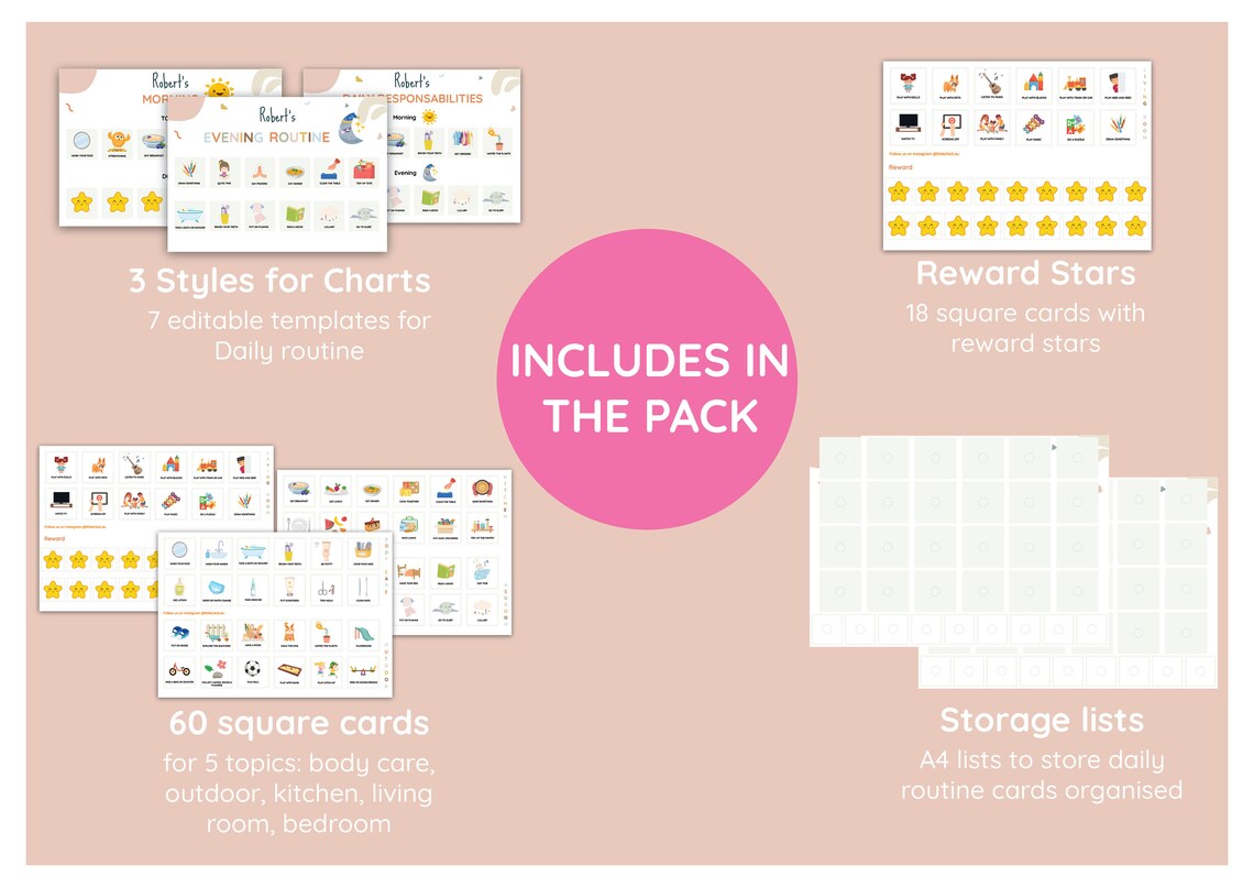 Printable Daily Routine Cards, Toddler Routine Chart, Daily Rhythm ...