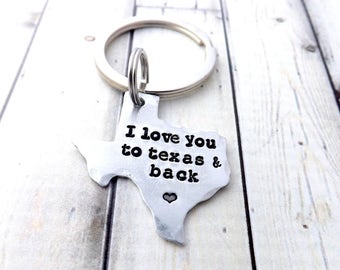 Texas-keychain-ornament-handstamped-personalized-i Love You to - Etsy