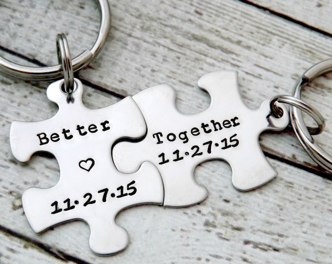 Personalized Keychain - Couples Keychains, Better Together, Puzzle ...