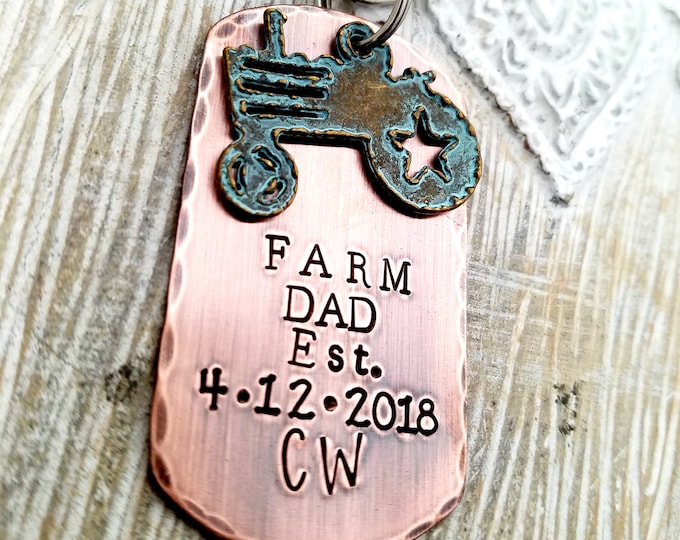 Farmer Keychain-farm Dad Keychain-personalized Keychain-tractor ...