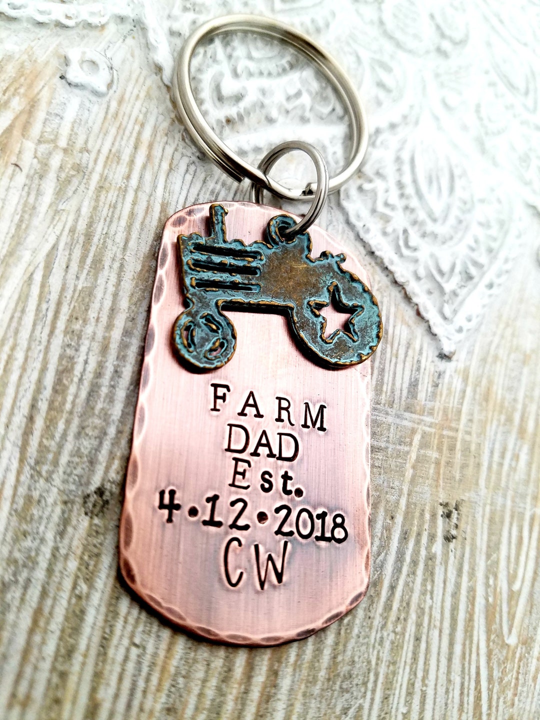 Farmer Keychain-farm Dad Keychain-personalized Keychain-tractor ...