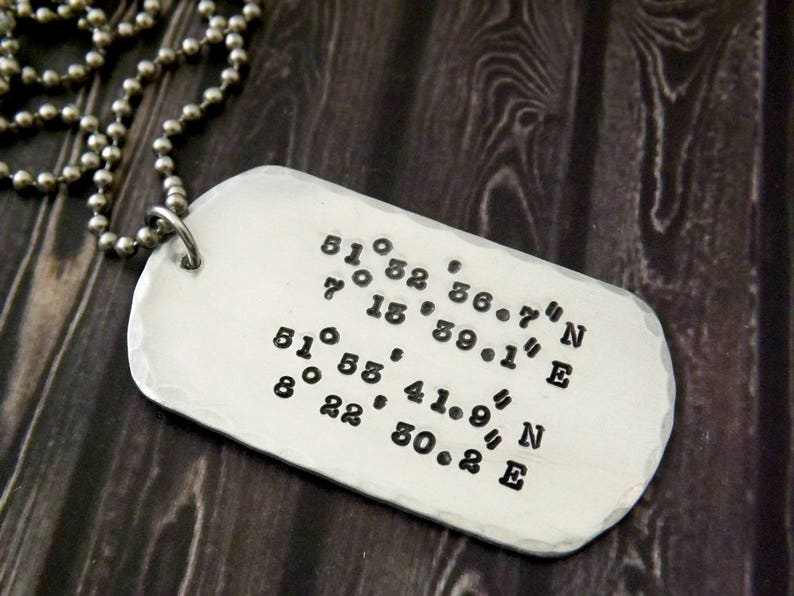 Mens Necklace-mens Jewelry-gps Necklace-gps Coordinates-gift for Men ...