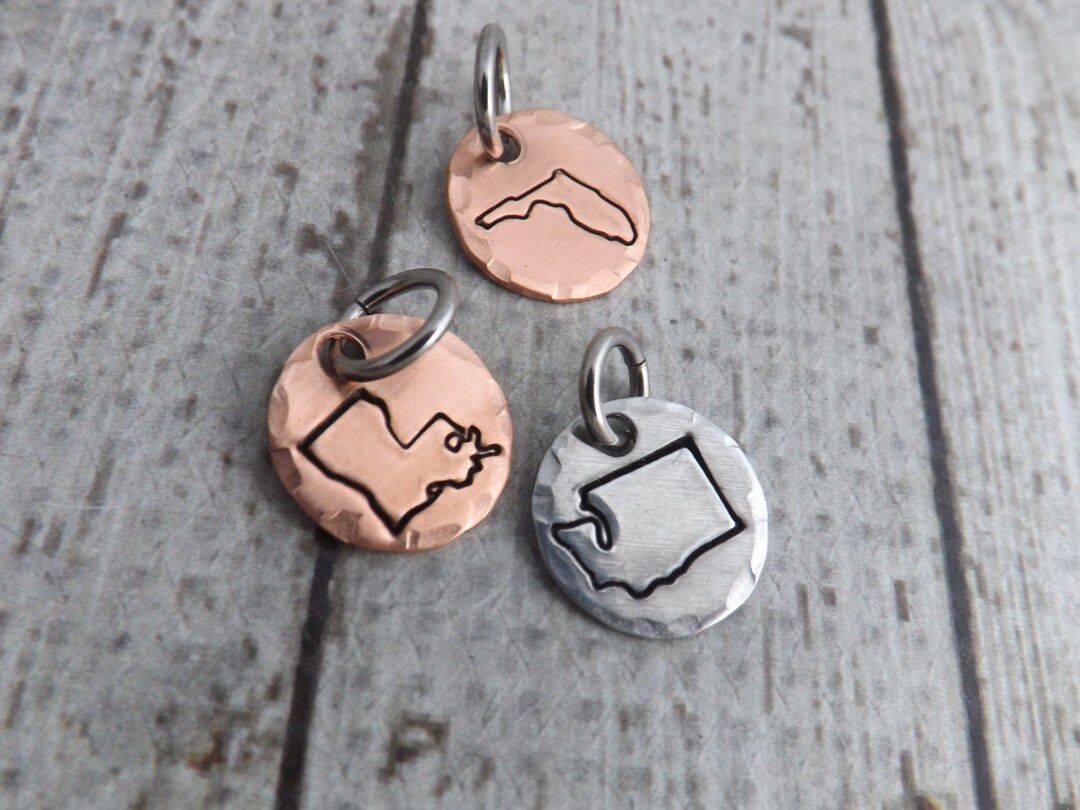 State Charm-add a 1/2 Inch Charm-hand Stamped State Charm - Etsy