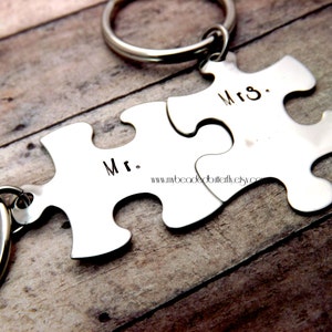 Couples Keychains- Puzzle Keychains- Mr and Mrs Keychains- Engagement ...