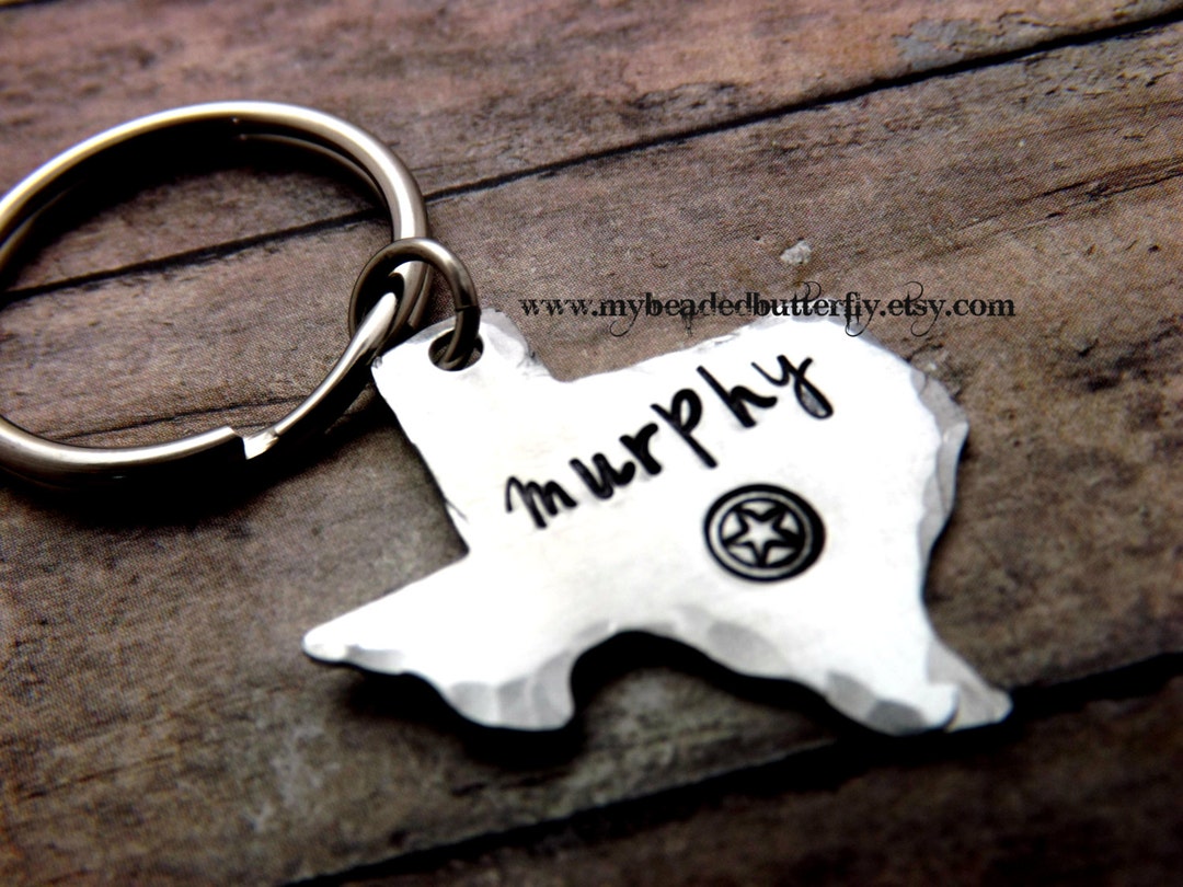 Texas-keychain-ornament-handstamped-personalized-texan - Etsy
