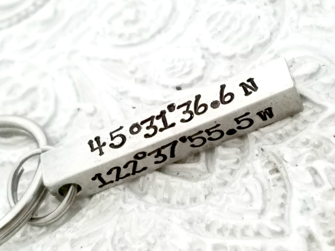 Coordinates Keychain-latitude Longitude Keychain - Coordinate Keychain ...