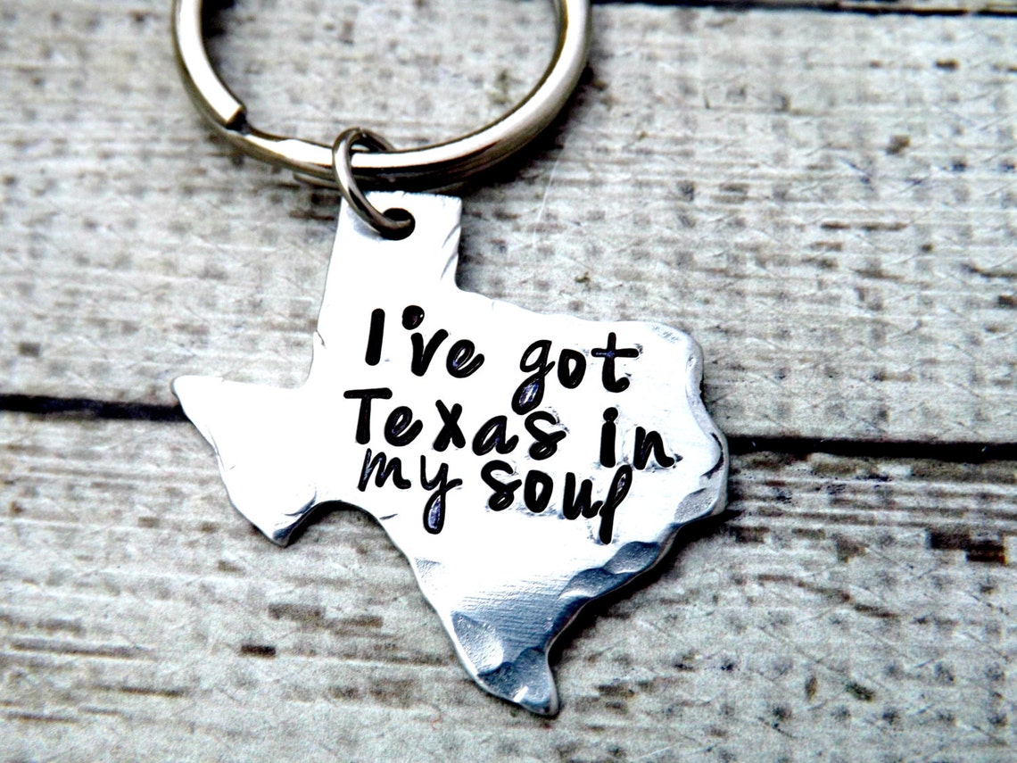 Texas-keychain Texas Keychain-handstamped - Etsy