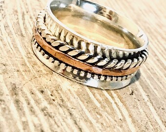 Sterling Silver Personalized Spinner Ring - Etsy