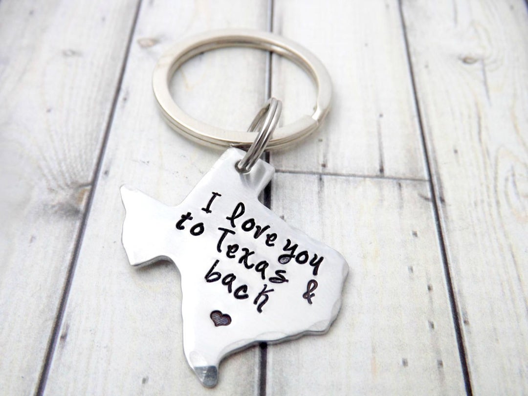Texas Jewelry- Texas Keychain-handstamped-personalized-i Love You to ...