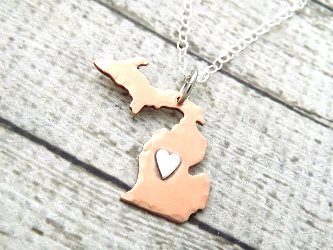 Michigan Necklace-copper Michigan Necklace-michigan Jewelry-michigan ...