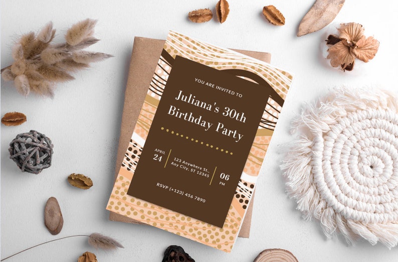 Indigenous Aboriginal Birthday Invitation - Digital Template, Fully ...