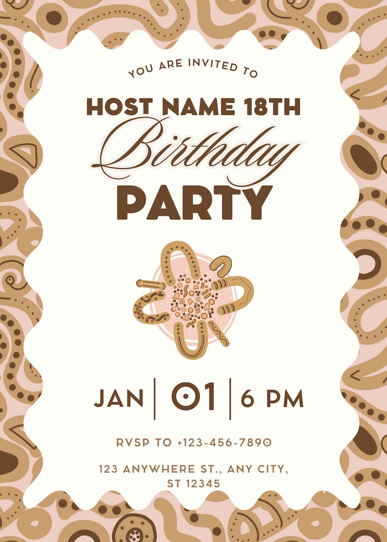 Indigenous Aboriginal Birthday Invitation - Digital Template, Fully ...