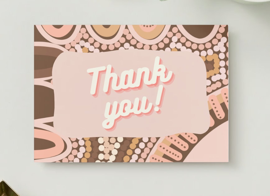 Indigenous Thank You Card - Pink/brown - Etsy