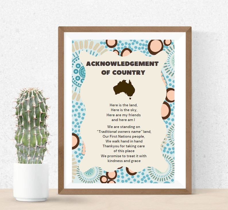 First Nations Children's Acknowledgement of Country - Blue EDITABLE PDF ...