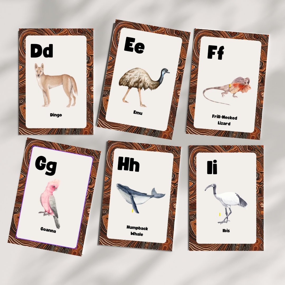 Native Australian Animals Flash Cards - Aboriginal Design - Digital ...