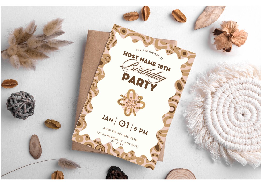 Indigenous Aboriginal Birthday Invitation - Digital Template, Fully ...