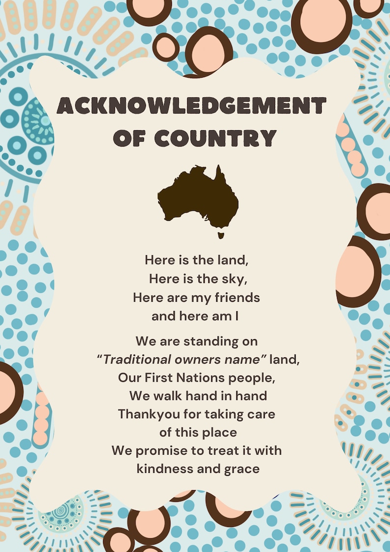 First Nations Children's Acknowledgement of Country - Blue EDITABLE PDF ...