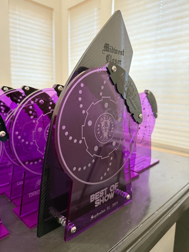 Custom Engraved Acrylic Rotor Award With Carbon Fiber Wrapped Backing ...
