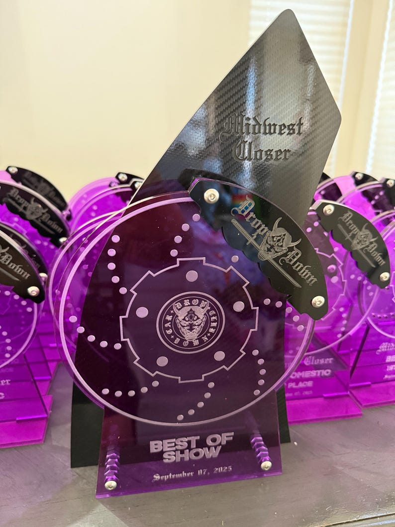 Custom Engraved Acrylic Rotor Award With Carbon Fiber Wrapped Backing ...