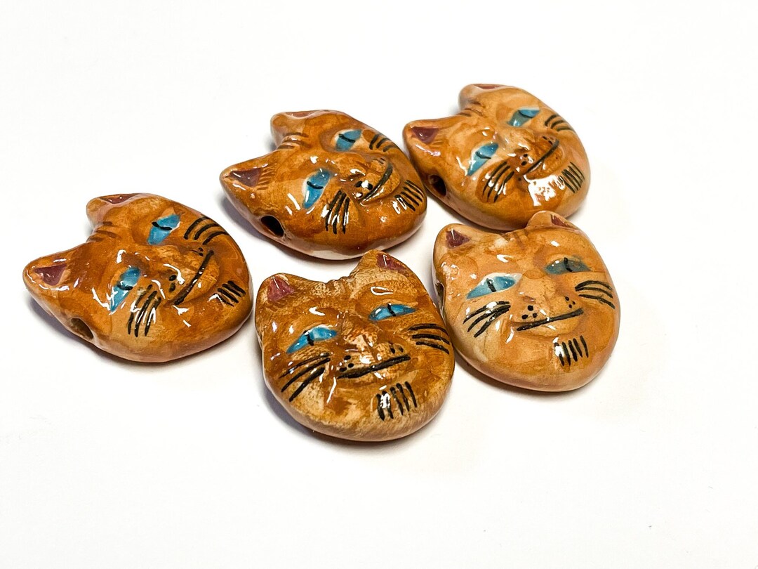 Large Dark Cat Face Beads - AB462 - Etsy