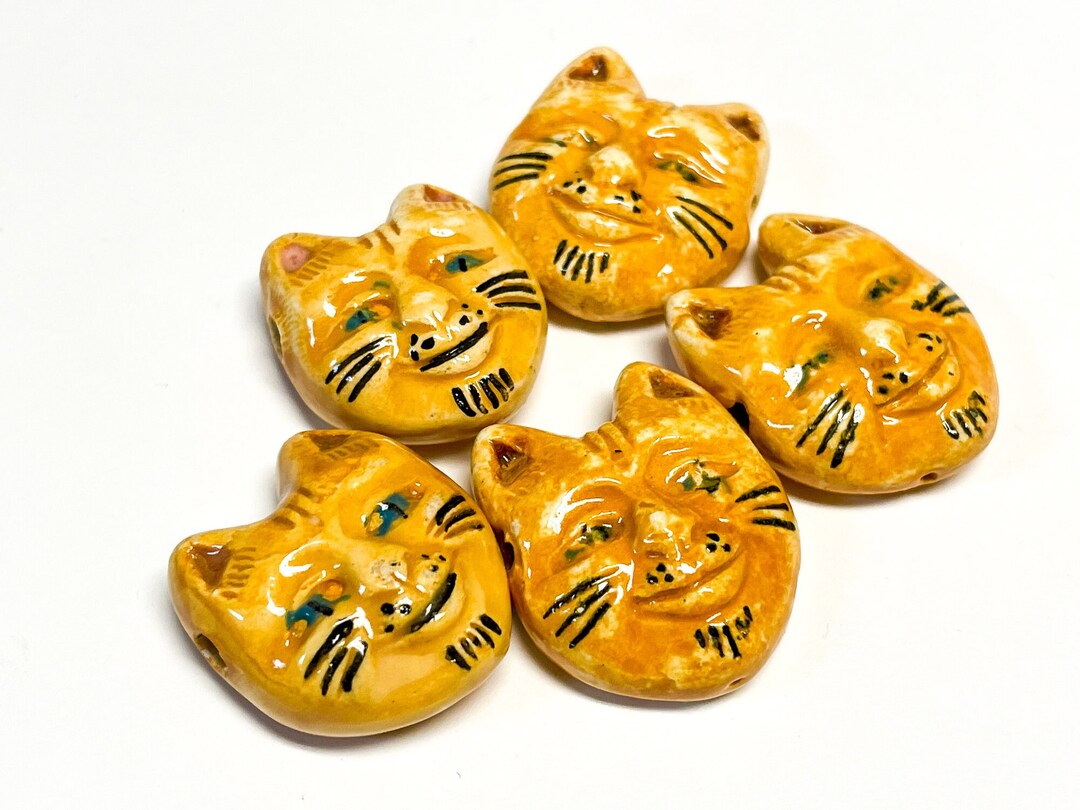 Large Light Cat Face Beads - AB462 - Etsy