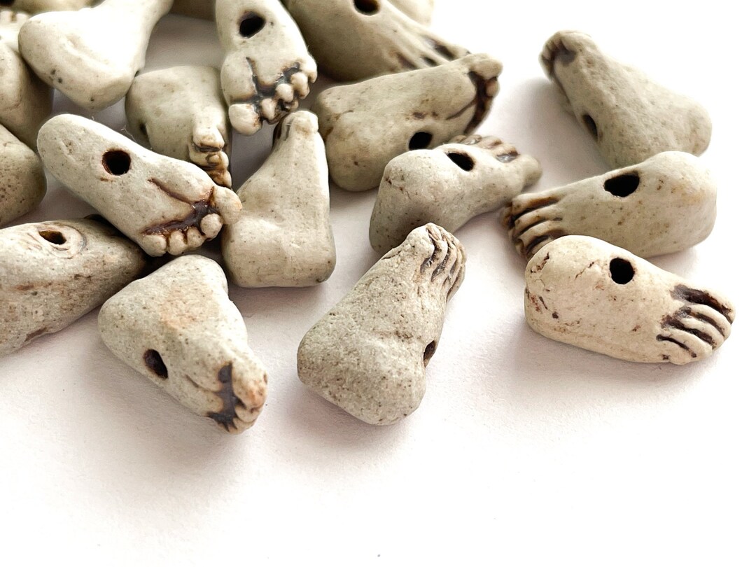 Tiny High Fired Left Feet Beads - TT567 - Etsy