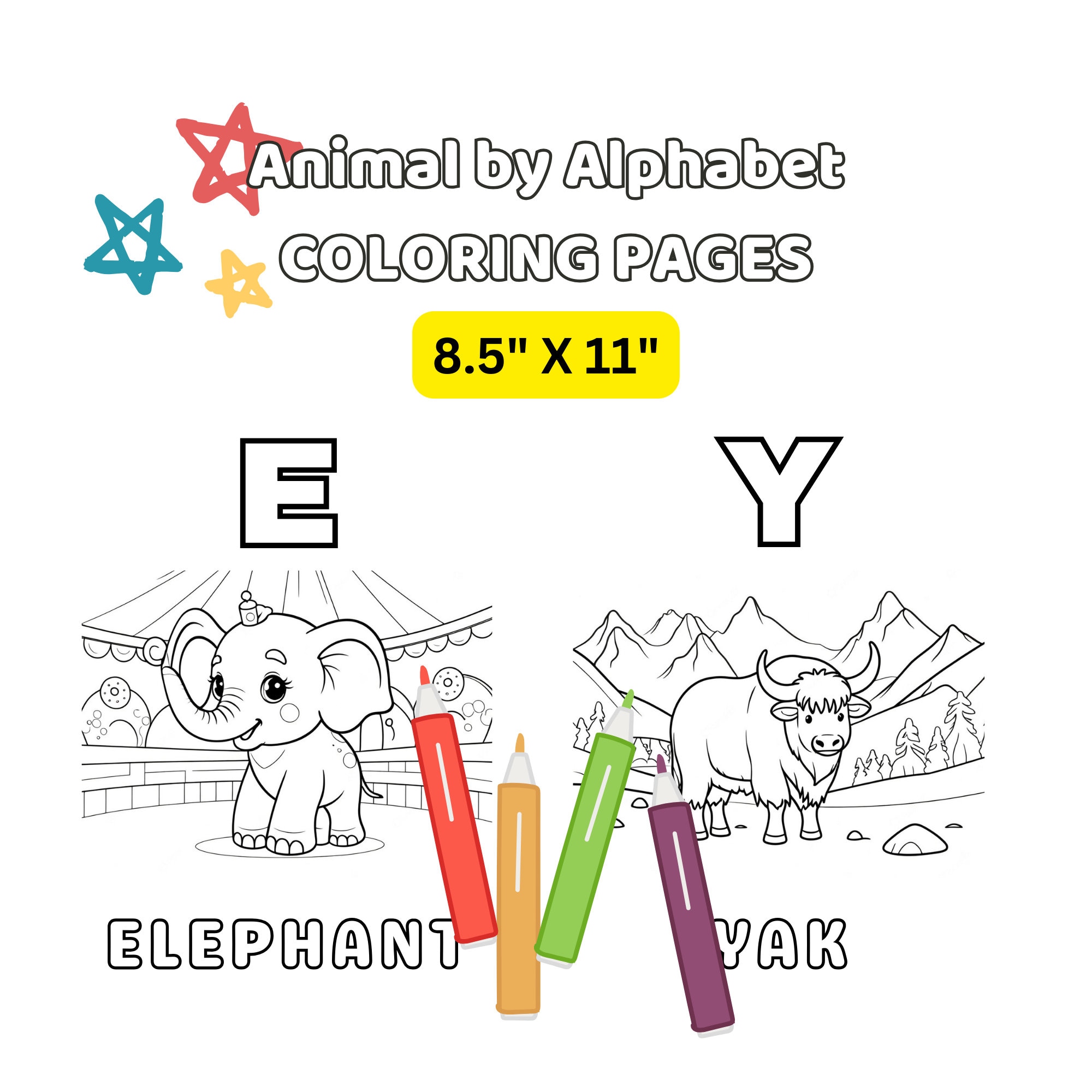 Coloring Pages Animal by Alphabet for Kids - Etsy