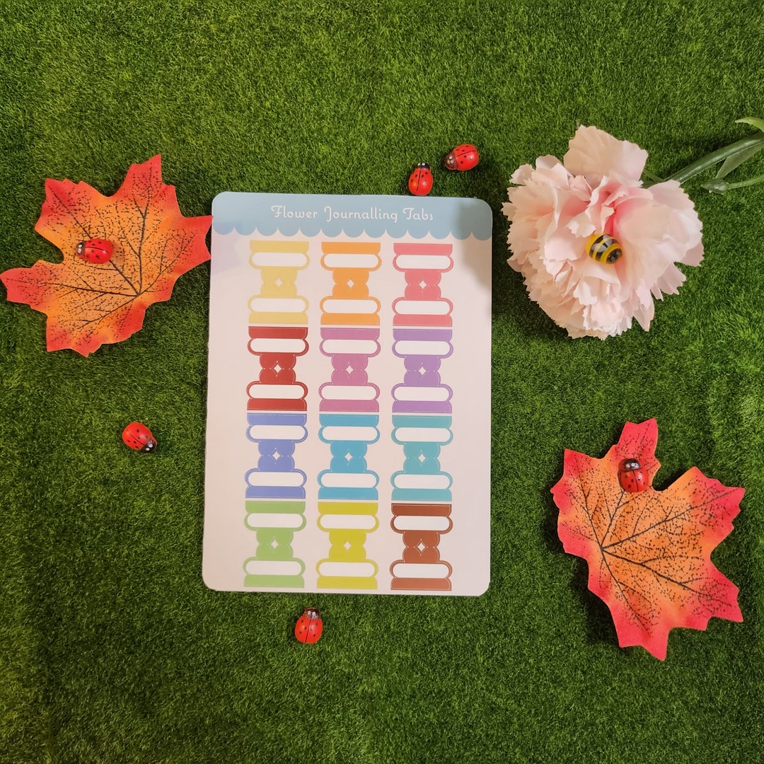 Groovy Flower Blank Tabs - Cottagecore Planner Tabs Glossy Sticker ...