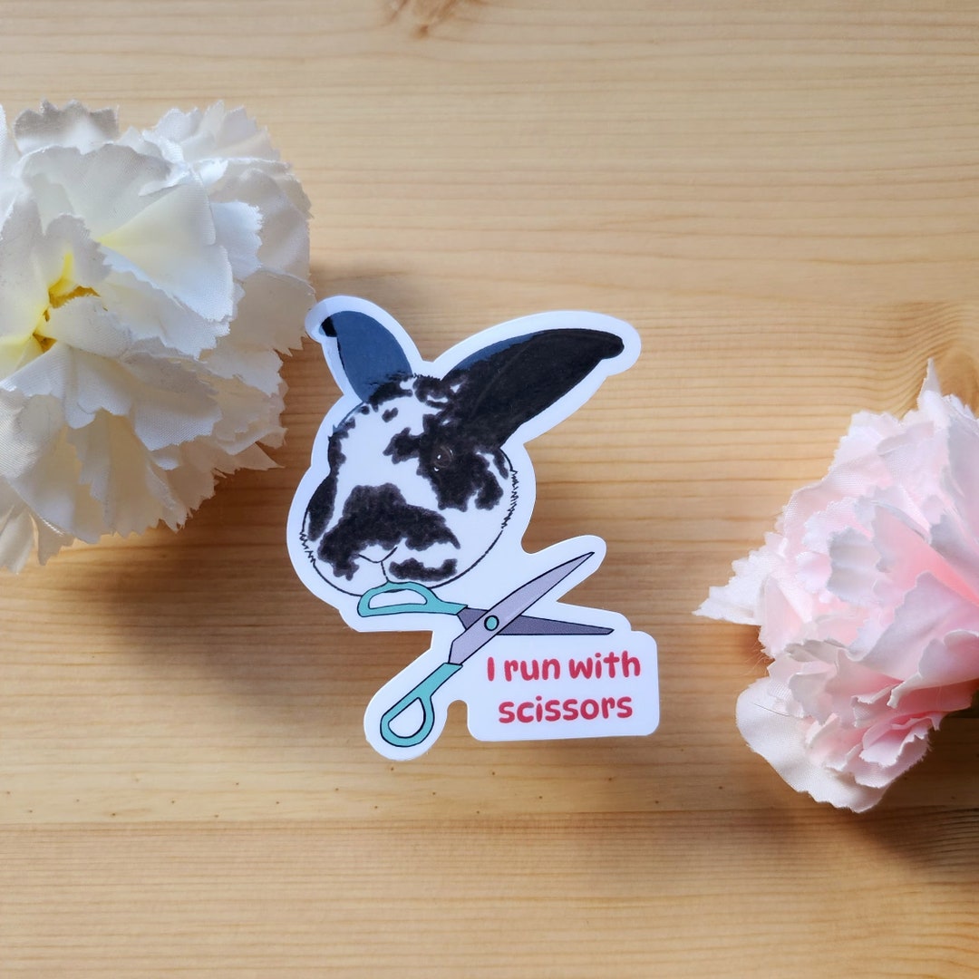 I Run With Scissors - Hand Drawn Glossy Vinyl Sticker - Etsy