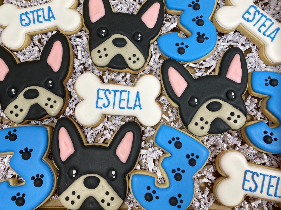 Frenchie Dog Birthday Sugar Cookies - Etsy