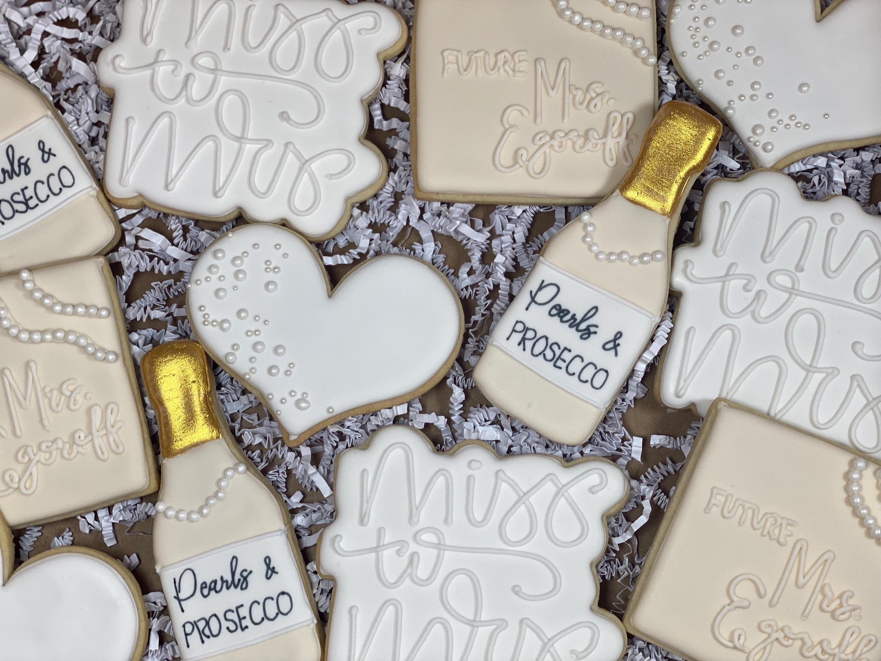Miss to Mrs Pearls & Prosecco Bridal Shower Decorated Sugar Cookies - Etsy