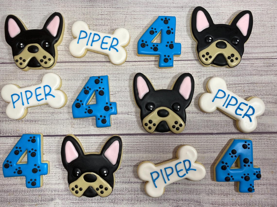 Frenchie Dog Birthday Sugar Cookies - Etsy