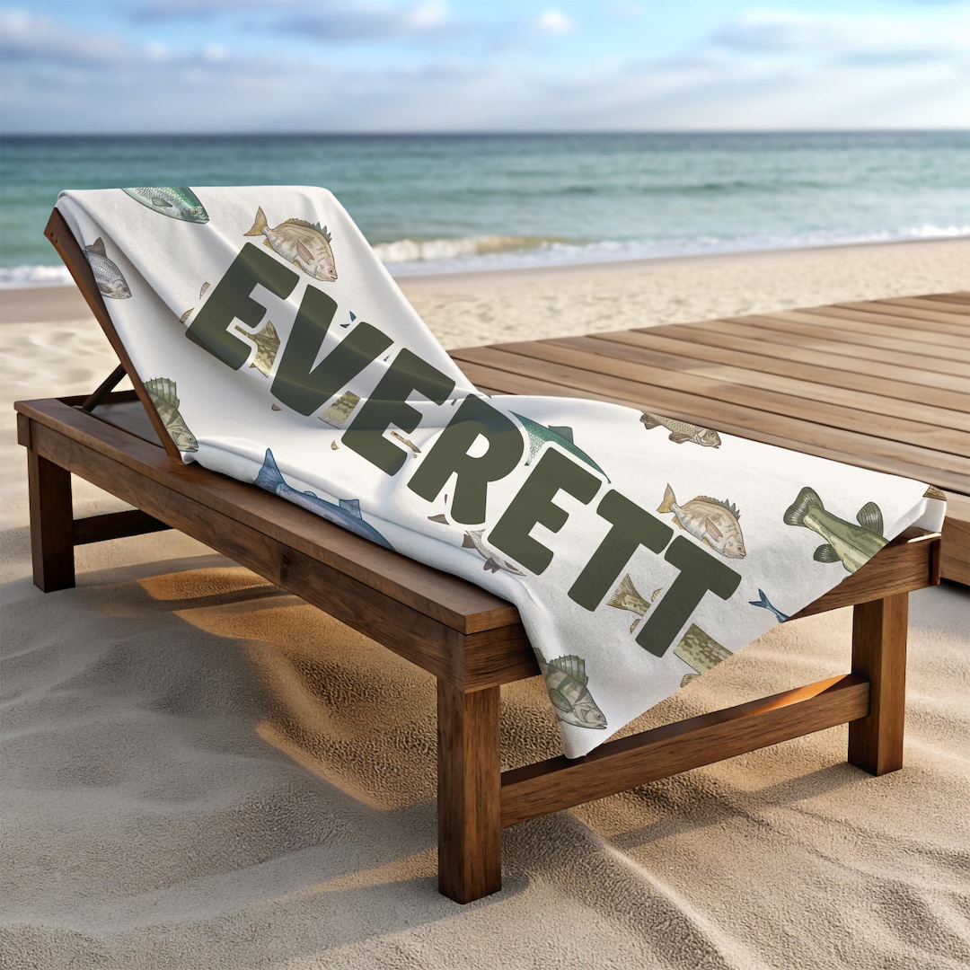 Personalized Fish Beach Towel, Custom Beach Towel, Summer Essential ...