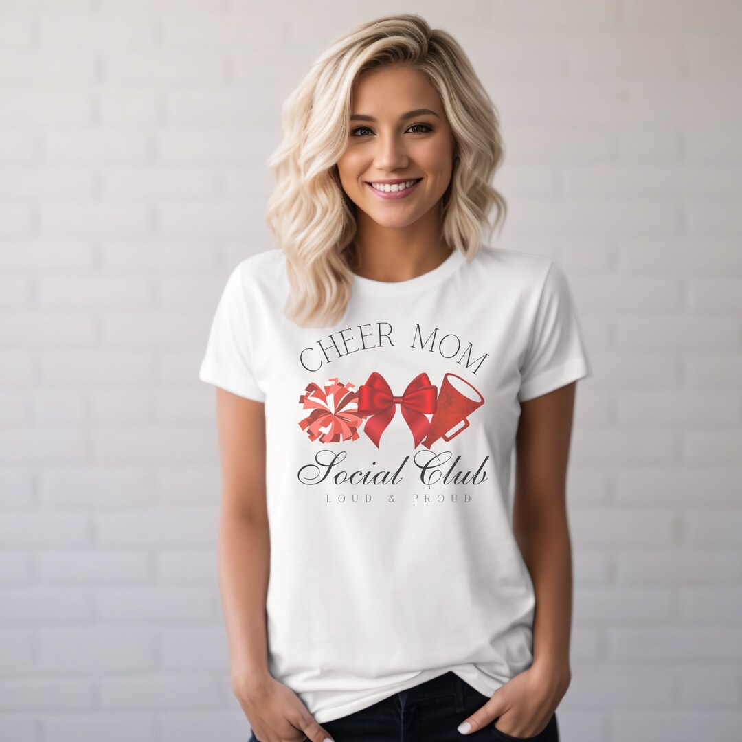 Cheer Mom Red Tee, Competition Outfit, Mother's Day, Mom Gift, Pom Pom ...