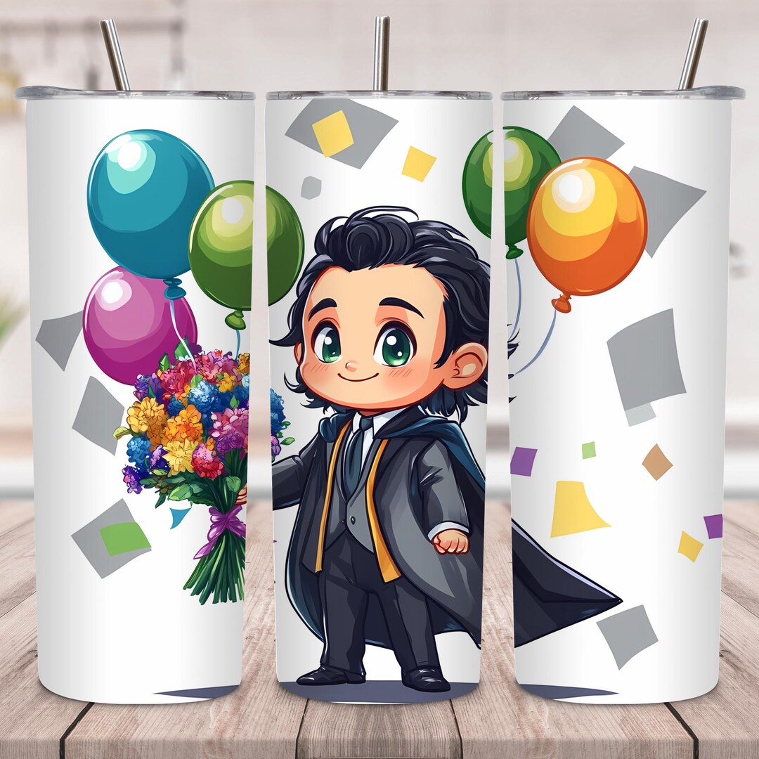 Chibi Graduation Boy Tumbler Wrap | 20oz Skinny Tumbler Sublimation ...