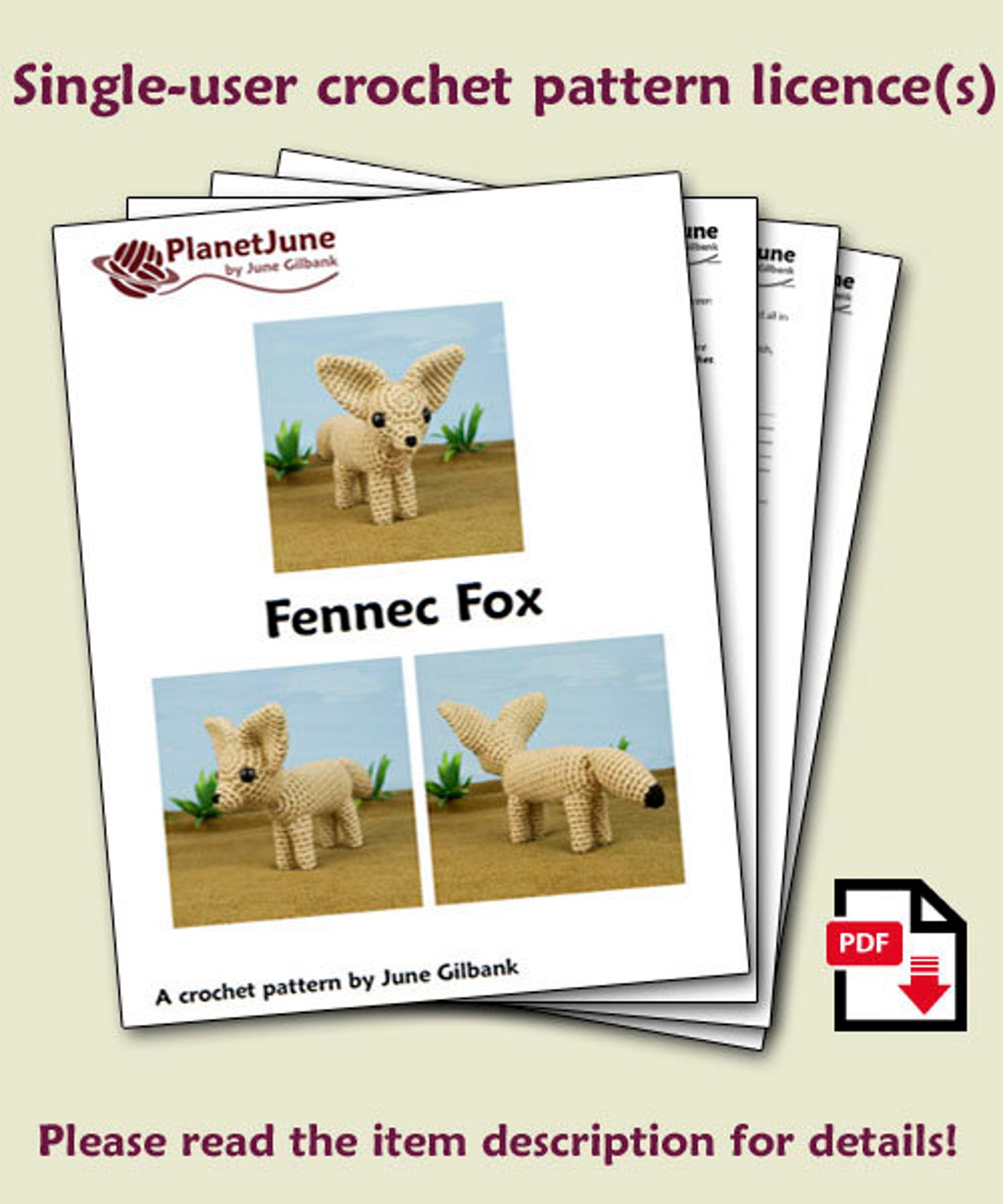 Fennec Fox Amigurumi CROCHET PATTERN Digital PDF File Download - Etsy