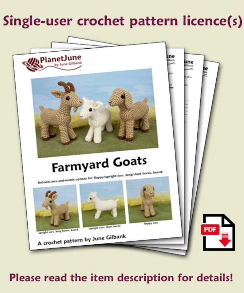 Farmyard Goats Amigurumi CROCHET PATTERN Digital PDF File | Etsy