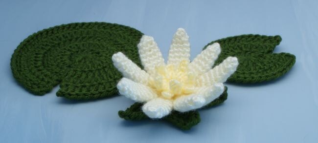 Water Lily Flower and Leaves CROCHET PATTERN Digital PDF File Download ...